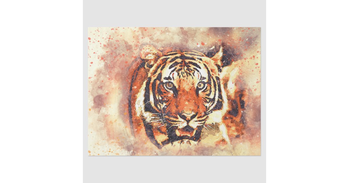 Artistic Tiger Art Decoupage Tissue Paper | Zazzle