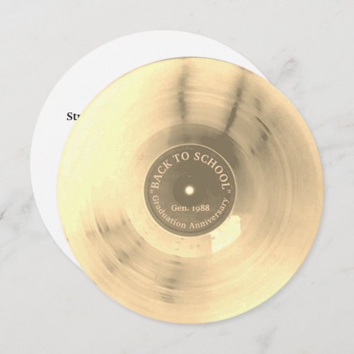 Artistic vinyl record plate retro style gold announcement | Zazzle