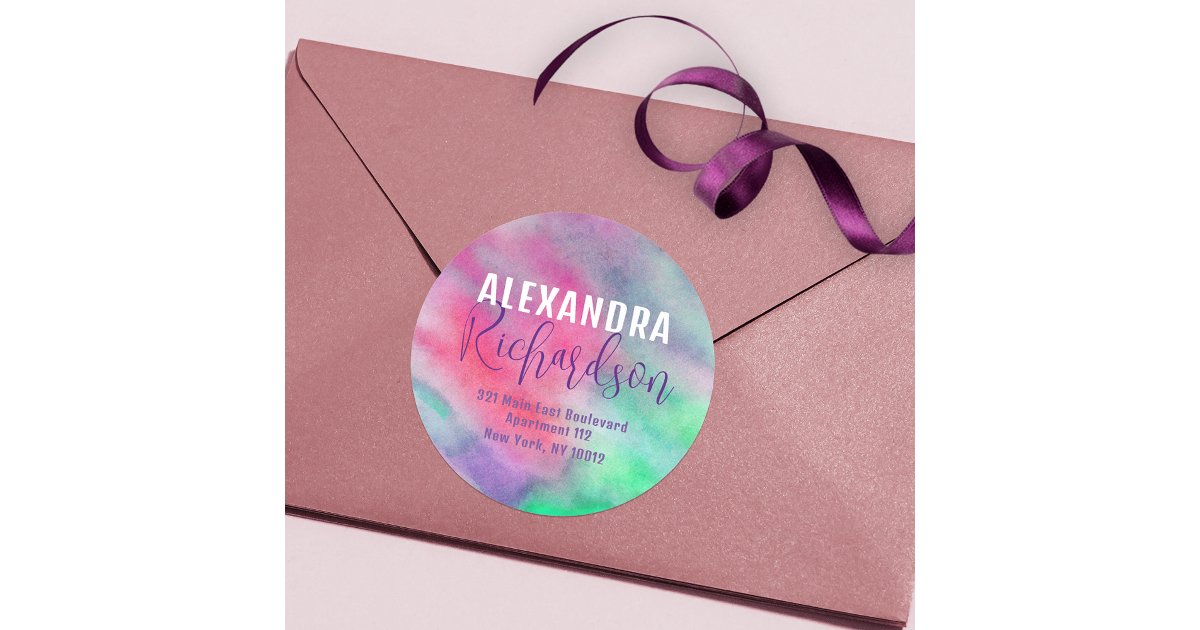 Artistic Watercolor Round Return Address Label | Zazzle