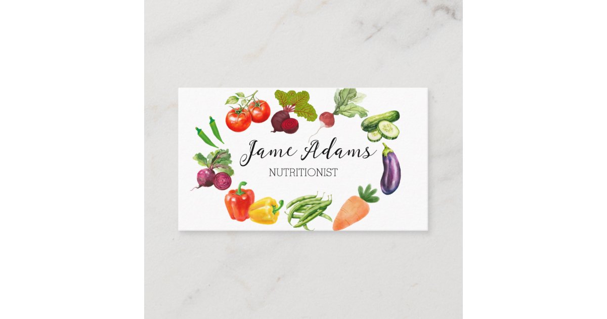 Artistic Watercolor Vegetables Business Card | Zazzle