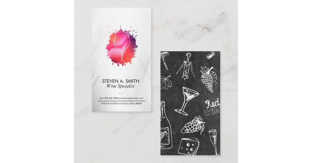 Artistic Wine Splatter | Modern Business Card | Zazzle