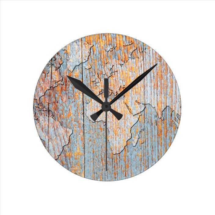 Artistic wooden world map round clock | Zazzle.com