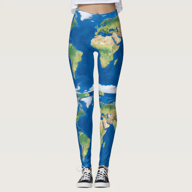 Artistic World Map Projection Leggings | Zazzle
