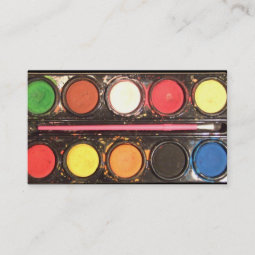 Artist's colorful paint color box business card | Zazzle