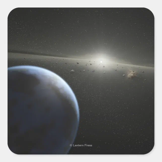 Artist's concept of an astroid belt Photograph Square Sticker | Zazzle