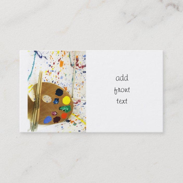 Artists Paint Splatter And Palette of Paint Business Card | Zazzle