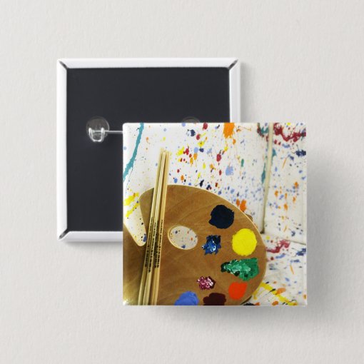 Artists Paint Splatter And Palette of Paint Button | Zazzle