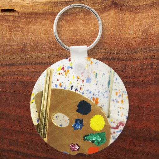 Artists Paint Splatter And Palette of Paint Keychain | Zazzle