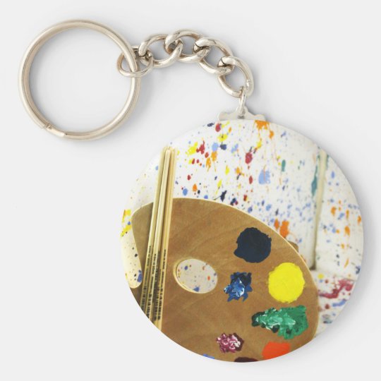 Artists Paint Splatter And Palette of Paint Keychain | Zazzle.com