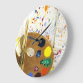 Artists Paint Splatter And Palette of Paint Large Clock | Zazzle