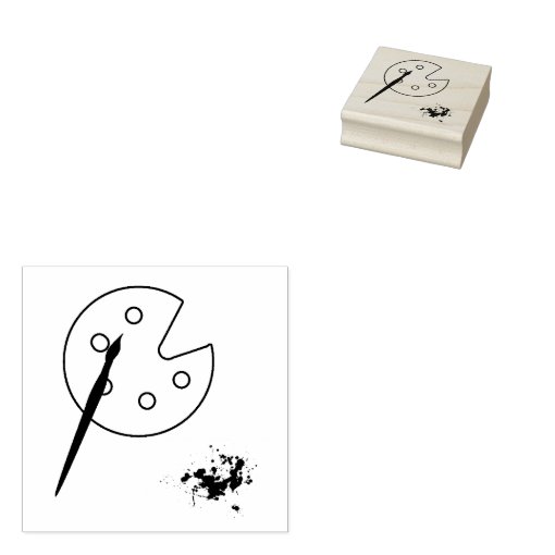 Artist's Palette and Paint Splatter Rubber Stamp | Zazzle
