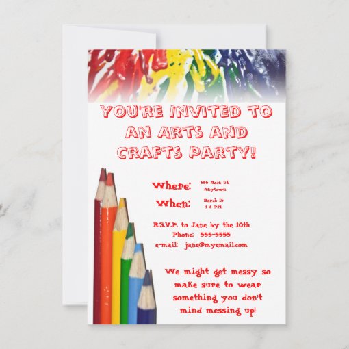 Arts and Crafts Party Invitation | Zazzle
