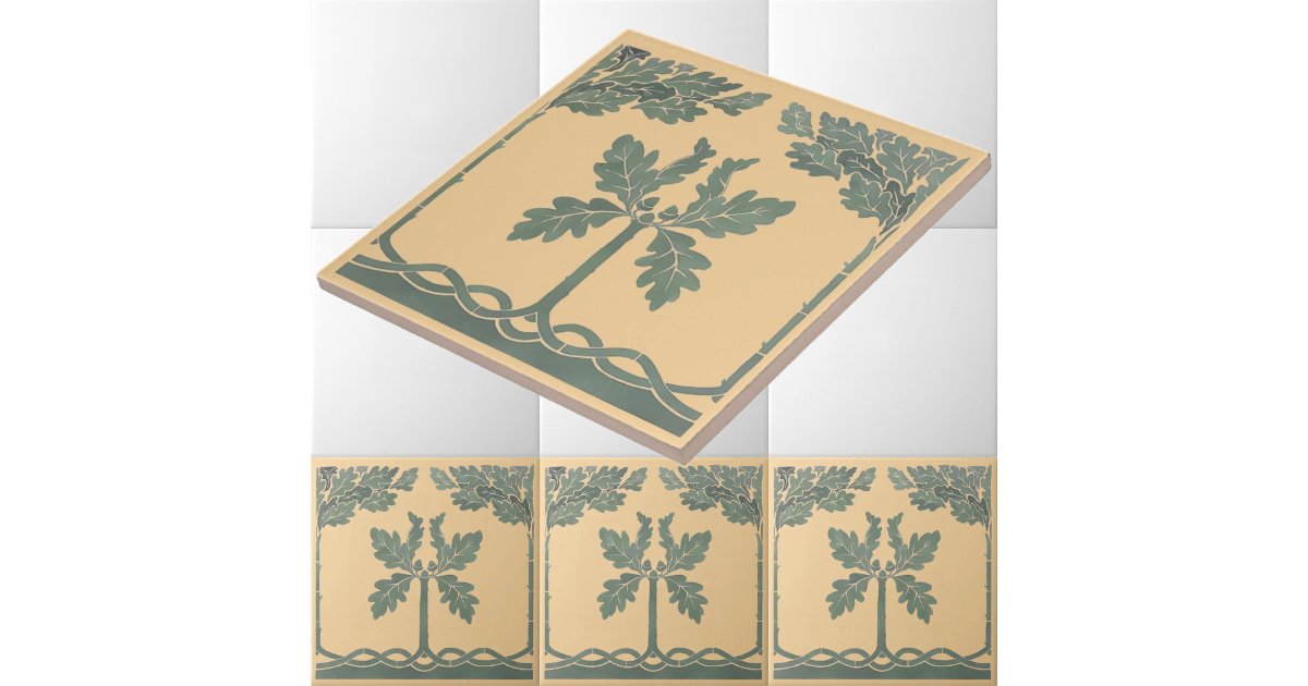 Arts & Crafts, Craftsman, Mission Style Oak Acorn Ceramic Tile | Zazzle