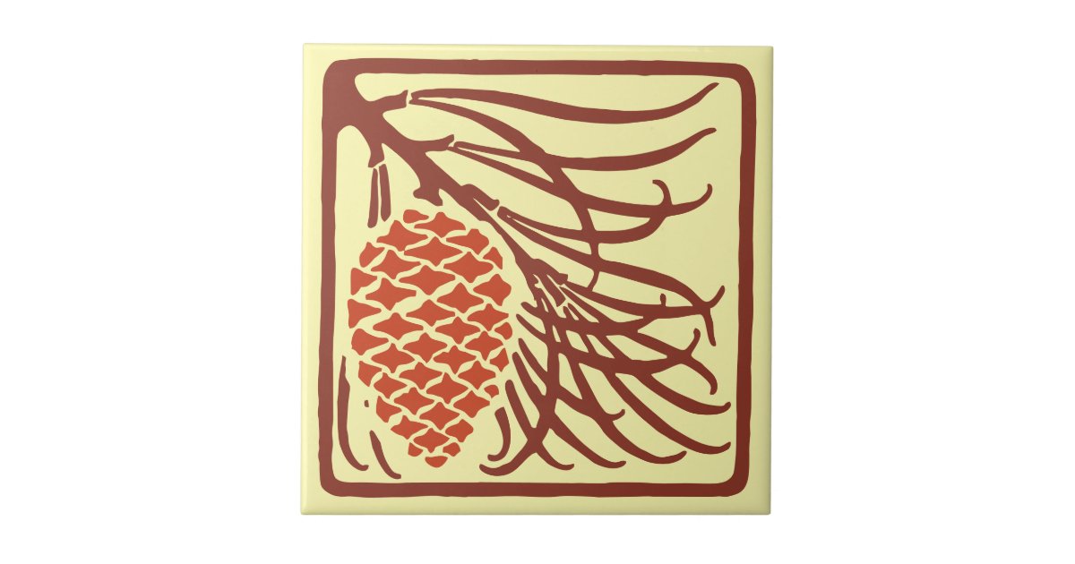 Arts & Crafts, Craftsman, Mission style Pinecone Ceramic Tile | Zazzle