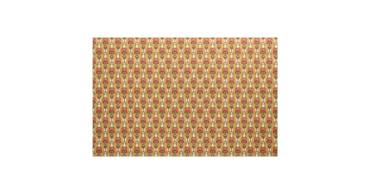 Arts & Crafts, Craftsman or Mission Style Flowers Fabric | Zazzle