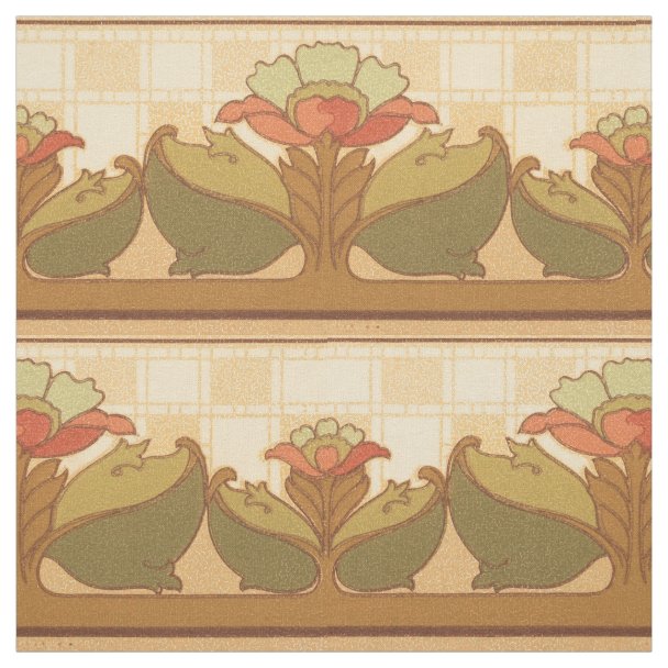 Arts & Crafts, Craftsman or Mission Style Flowers Fabric | Zazzle