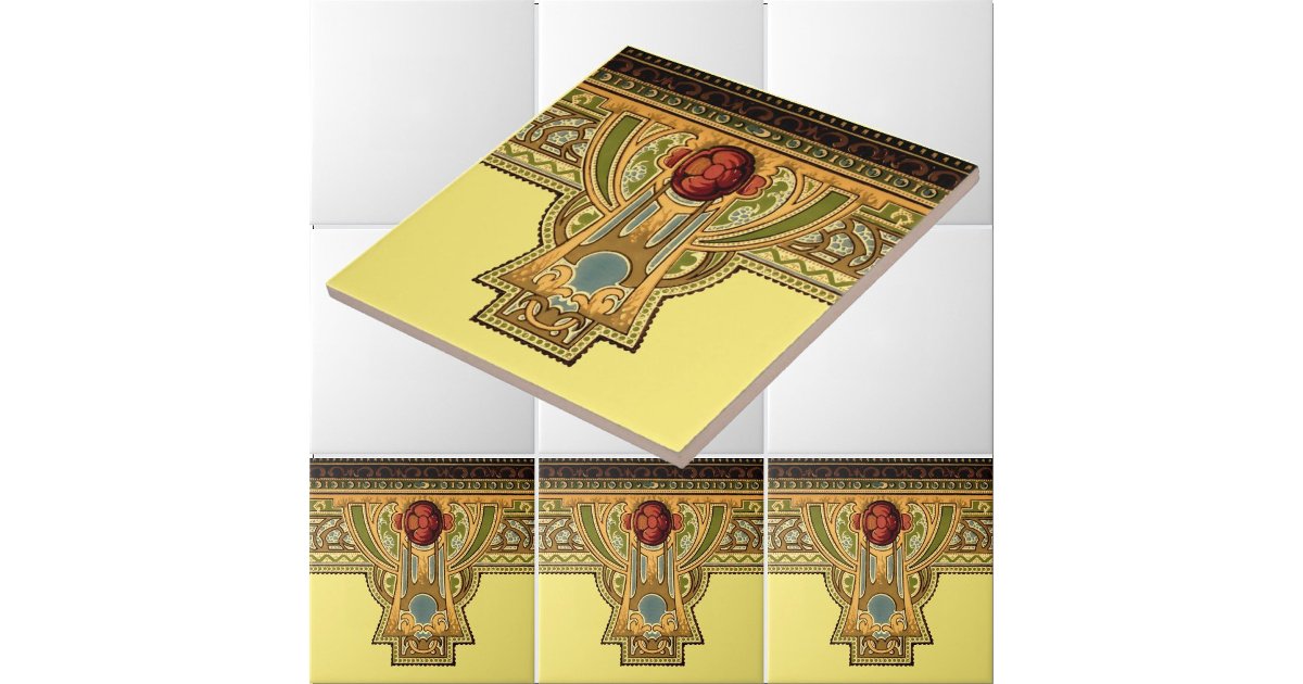 Arts & Crafts, Craftsman or Mission Style Roses Ceramic Tile | Zazzle