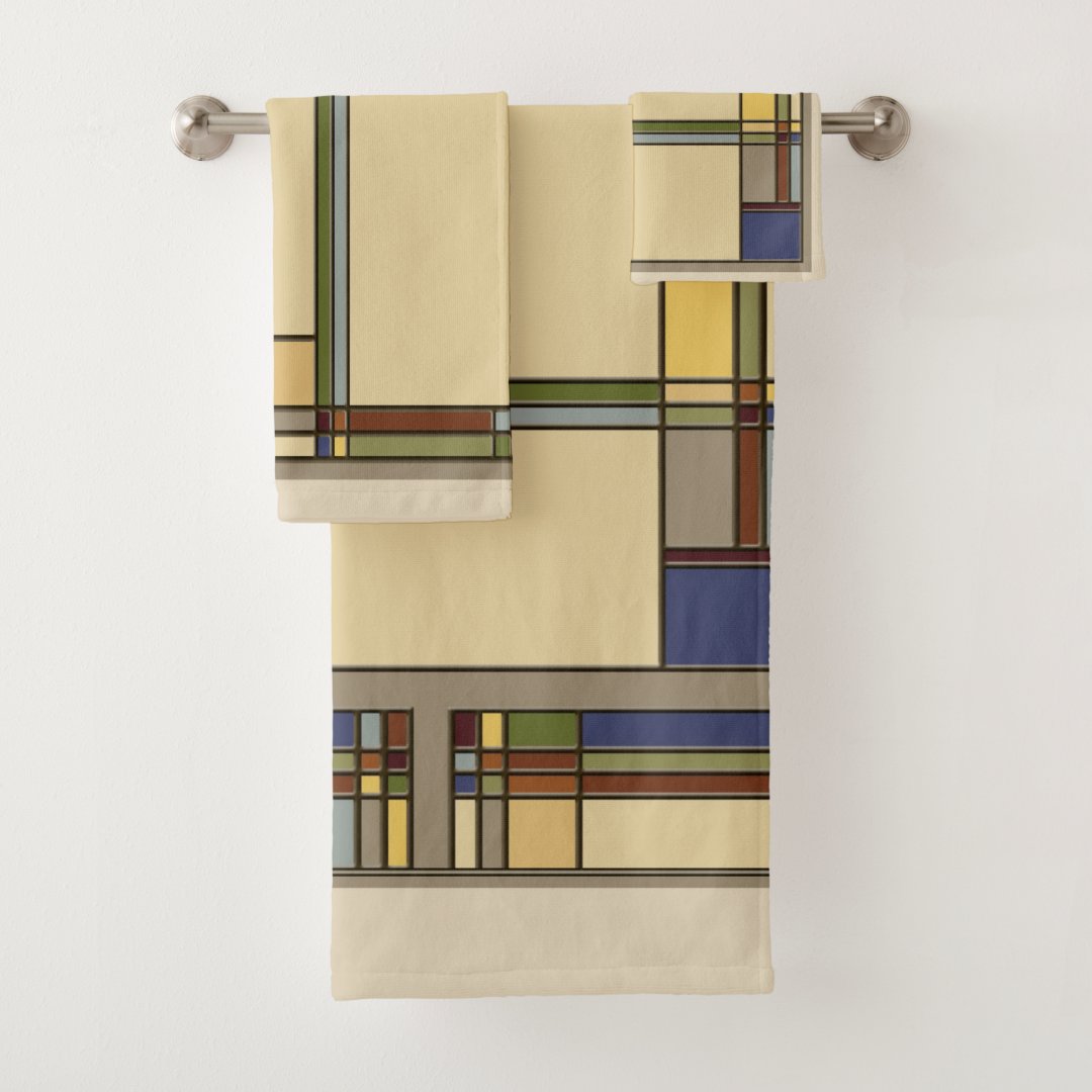 Arts & Crafts Fall Geometric Pattern Bath Towel Set | Zazzle