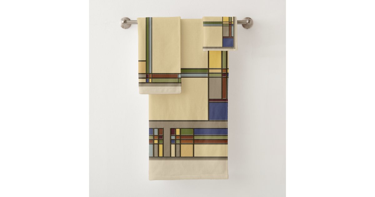 Arts & Crafts Fall Geometric Pattern Bath Towel Set | Zazzle