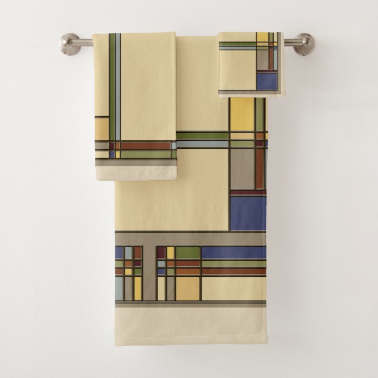 Arts & Crafts Fall Geometric Pattern Bath Towel Set | Zazzle