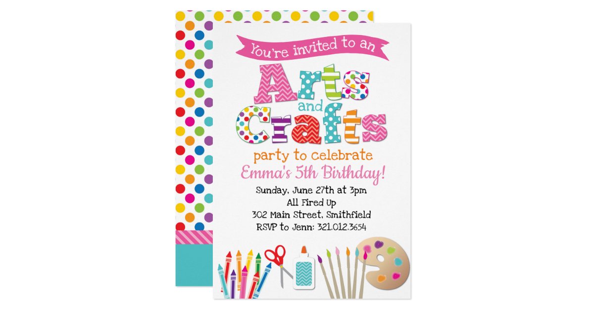 Arts & Crafts Party Invitation | Zazzle.com