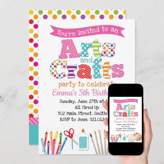 Arts & Crafts Party Invitation | Zazzle