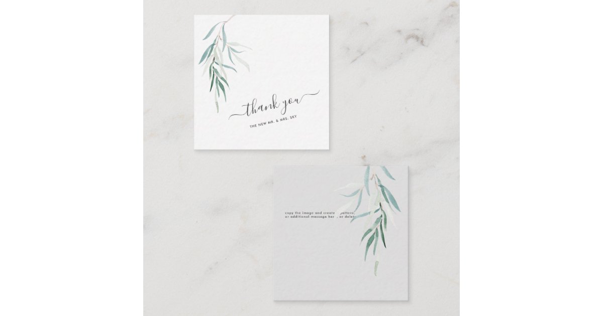 ArtsApp Hanging Willow Eucalyptus Thank You Note Card | Zazzle