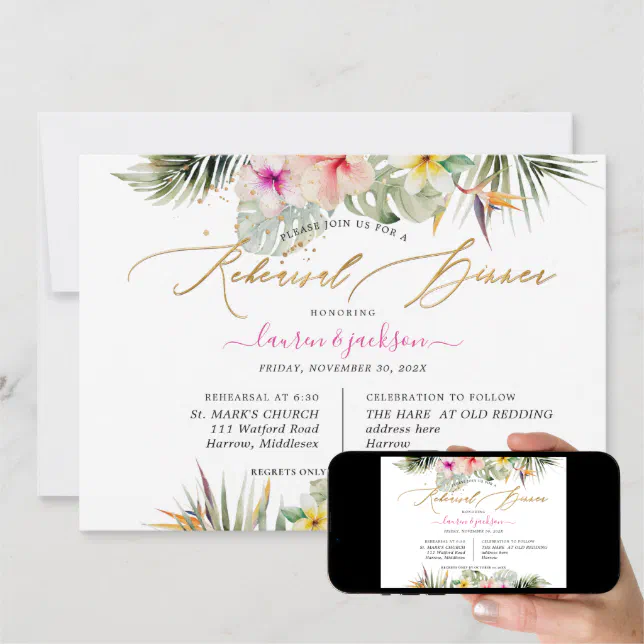 ArtsApp Tropical Paradise Rehearsal Dinner Invitation | Zazzle