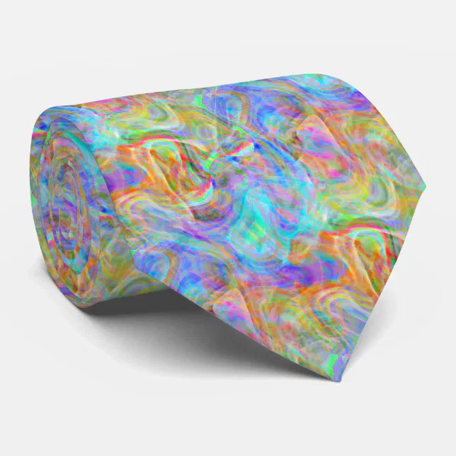 Artsy Bright Colorful Retro Wave Swirls Pattern Tie | Zazzle
