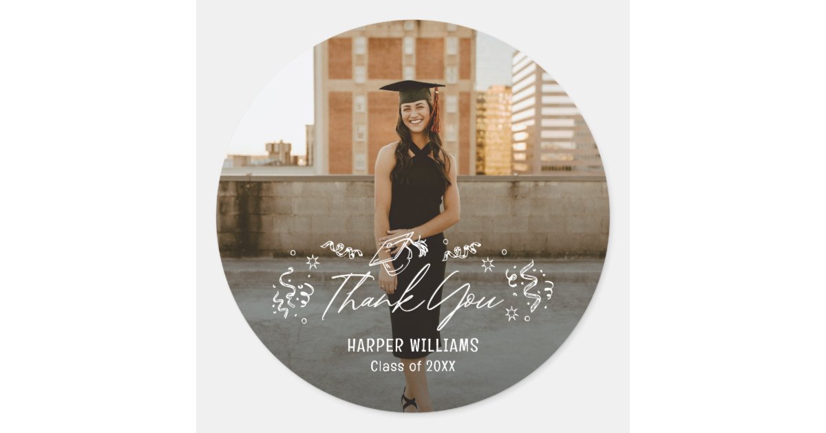 Artsy Doodles Graduation Thank You Stickers | Zazzle