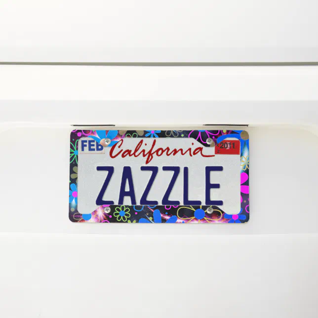 Artsy Flower Design License Plate Frame | Zazzle