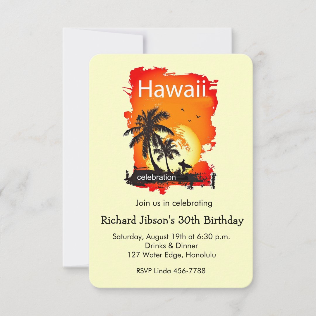 Artsy Hawaii Beach Sunset Party Invitation | Zazzle