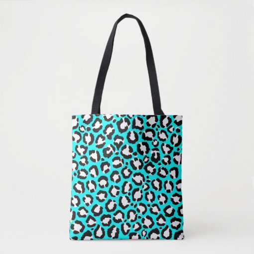 Artsy Modern Cyan Blue Leopard Animal Print Tote Bag | Zazzle