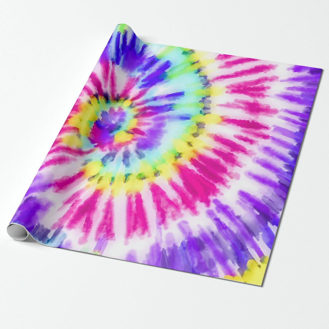 Artsy Neon Rainbow Tie Dye Watercolor Pattern Wrapping Paper | Zazzle