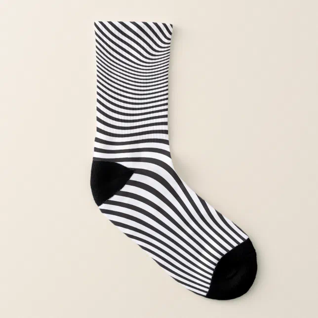 Artsy Op-Art MCM Black White Zebra Stripes Socks | Zazzle