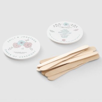 Artsy Pastel Florals Wedding Program Hand Fan | Zazzle