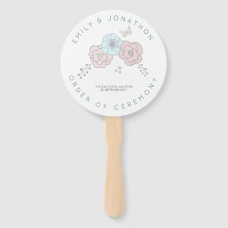 Artsy Pastel Florals Wedding Program Hand Fan | Zazzle