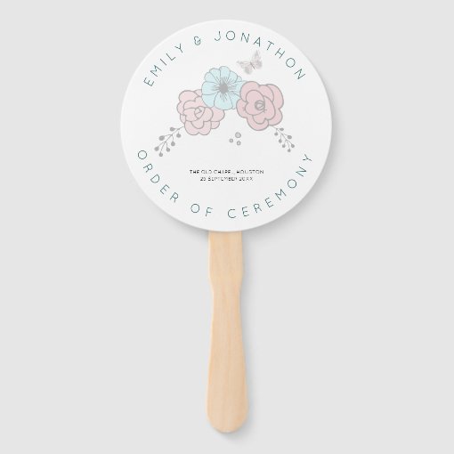 Artsy Pastel Florals Wedding Program Hand Fan | Zazzle