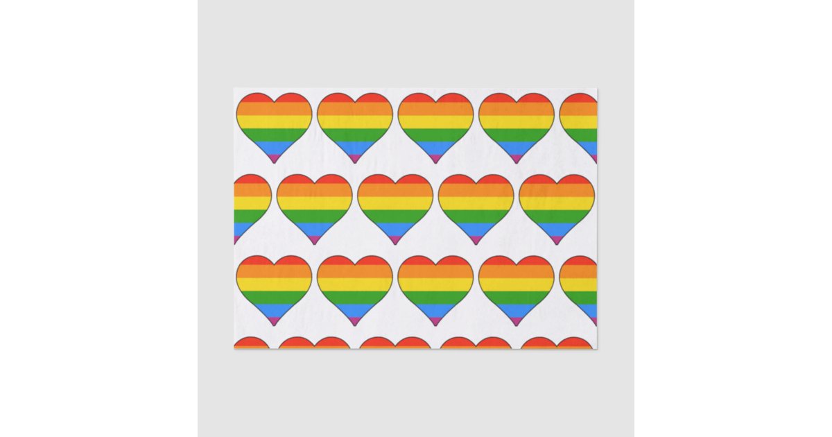 Artsy Rainbow Heart Gay Pride on White Tissue Paper | Zazzle