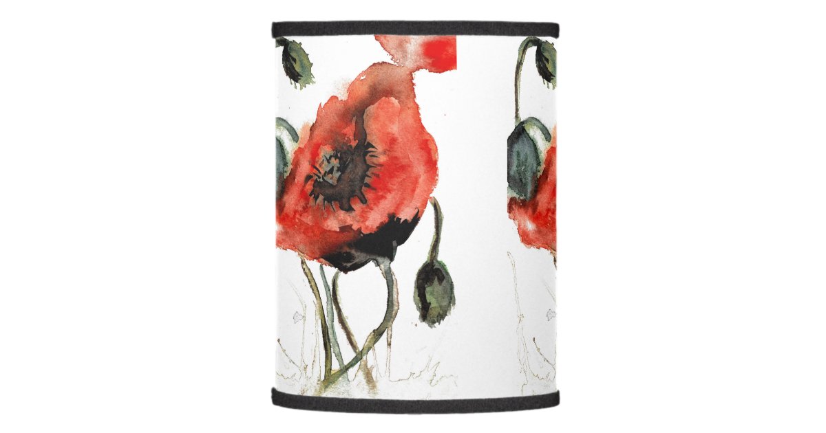 Artsy red watercolor poppy seed flowers lamp shade | Zazzle