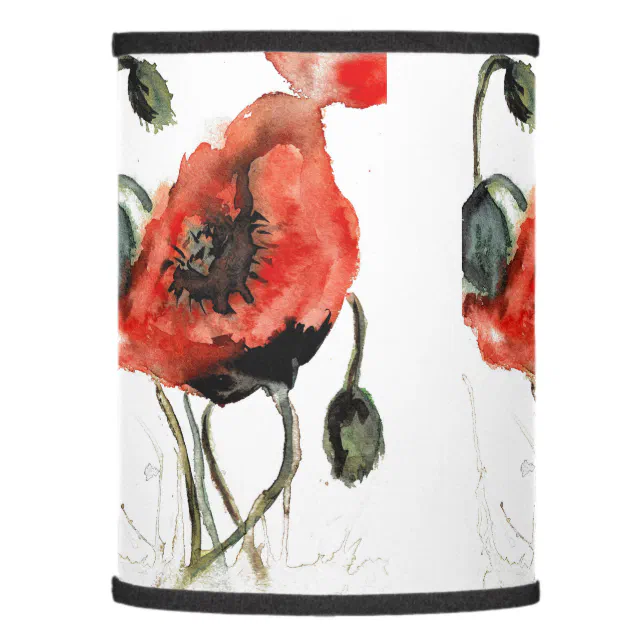 Artsy red watercolor poppy seed flowers lamp shade | Zazzle