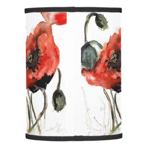 Artsy red watercolor poppy seed flowers lamp shade | Zazzle