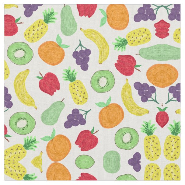Neon Fruit Pattern Fabric | Zazzle