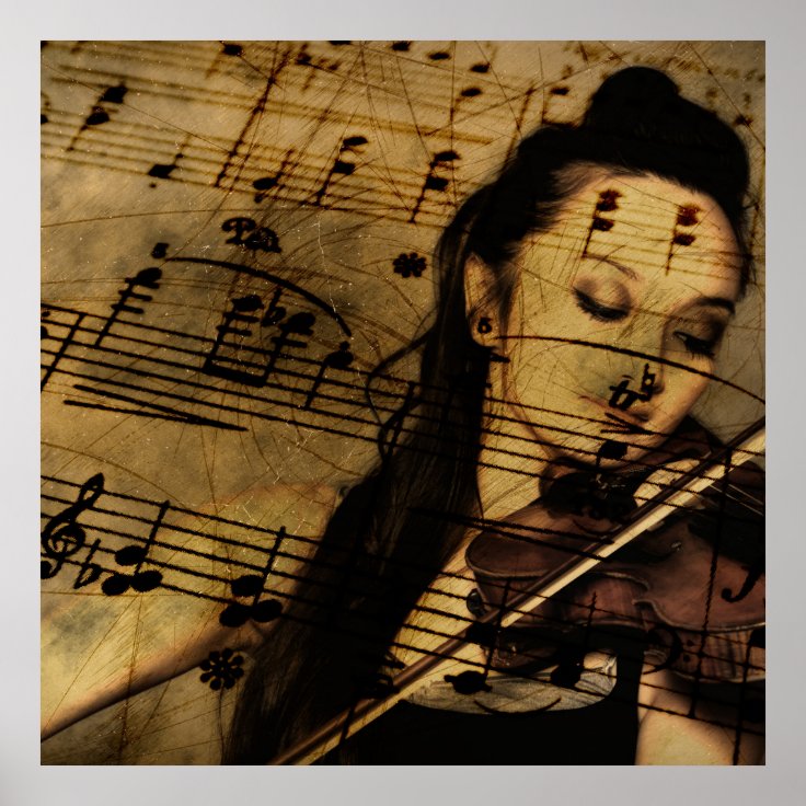 Artsy Violin Music Poster | Zazzle