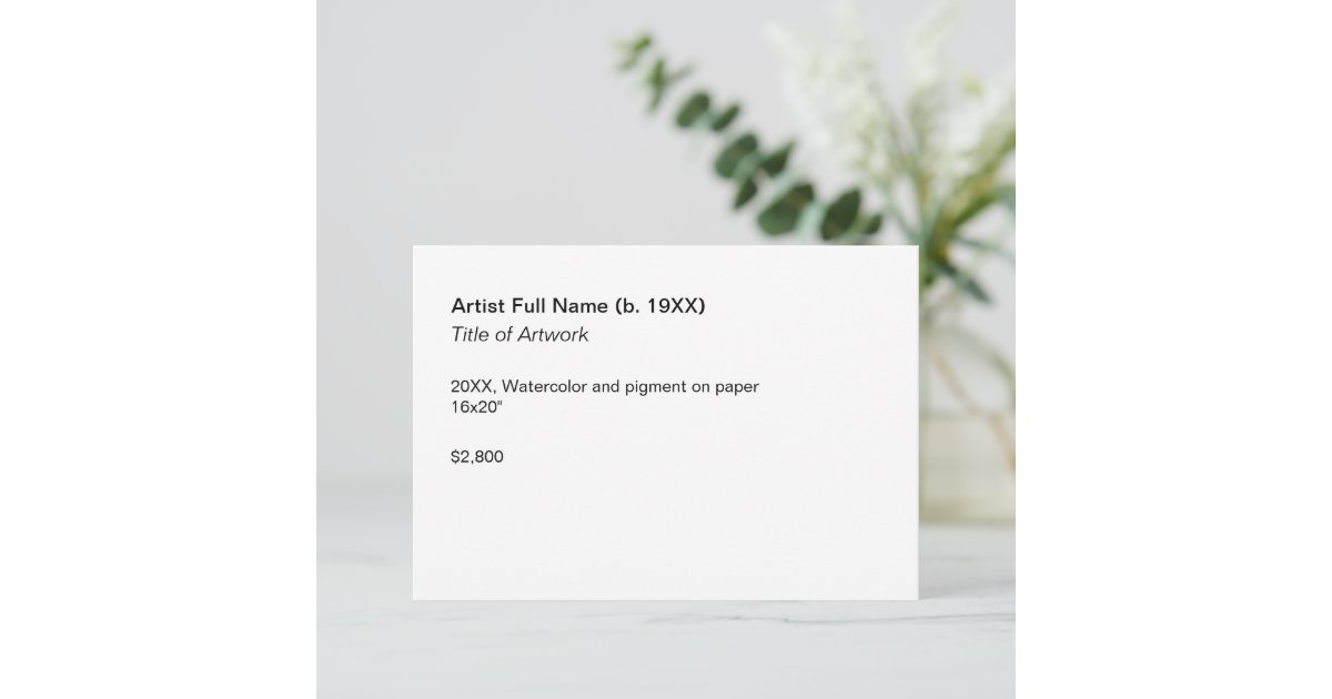 Artwork Exhibition Label Template | Zazzle