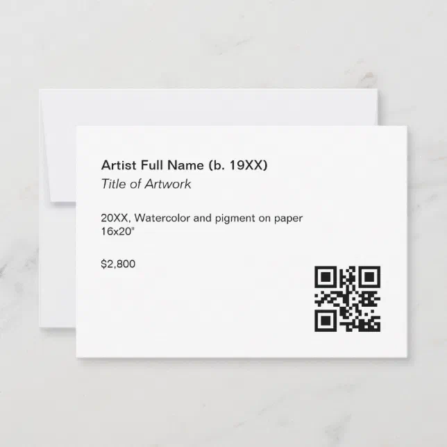 Artwork Exhibition Label Template with QR Code | Zazzle