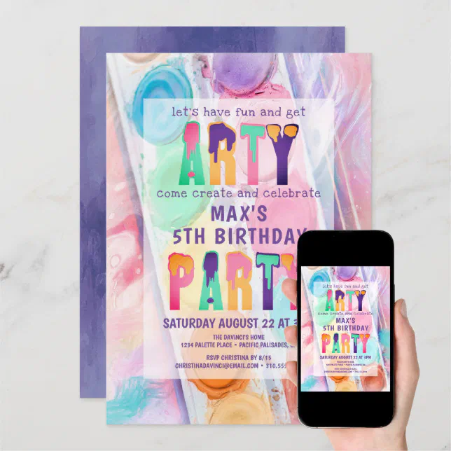 Arty Party Painting Party Birthday Invitation | Zazzle