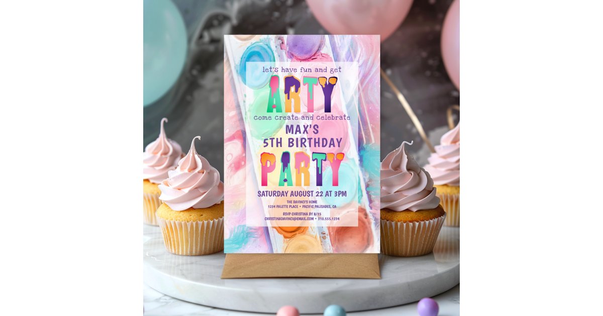 Arty Party Painting Party Birthday Invitation | Zazzle