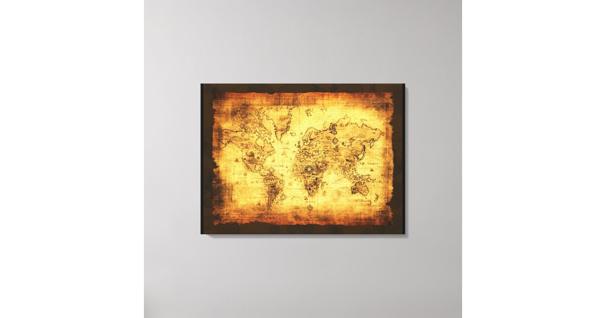 Arty Vintage Old World Map Canvas Print | Zazzle