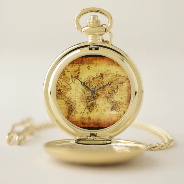Arty Vintage Old World Map Pocket Watch | Zazzle